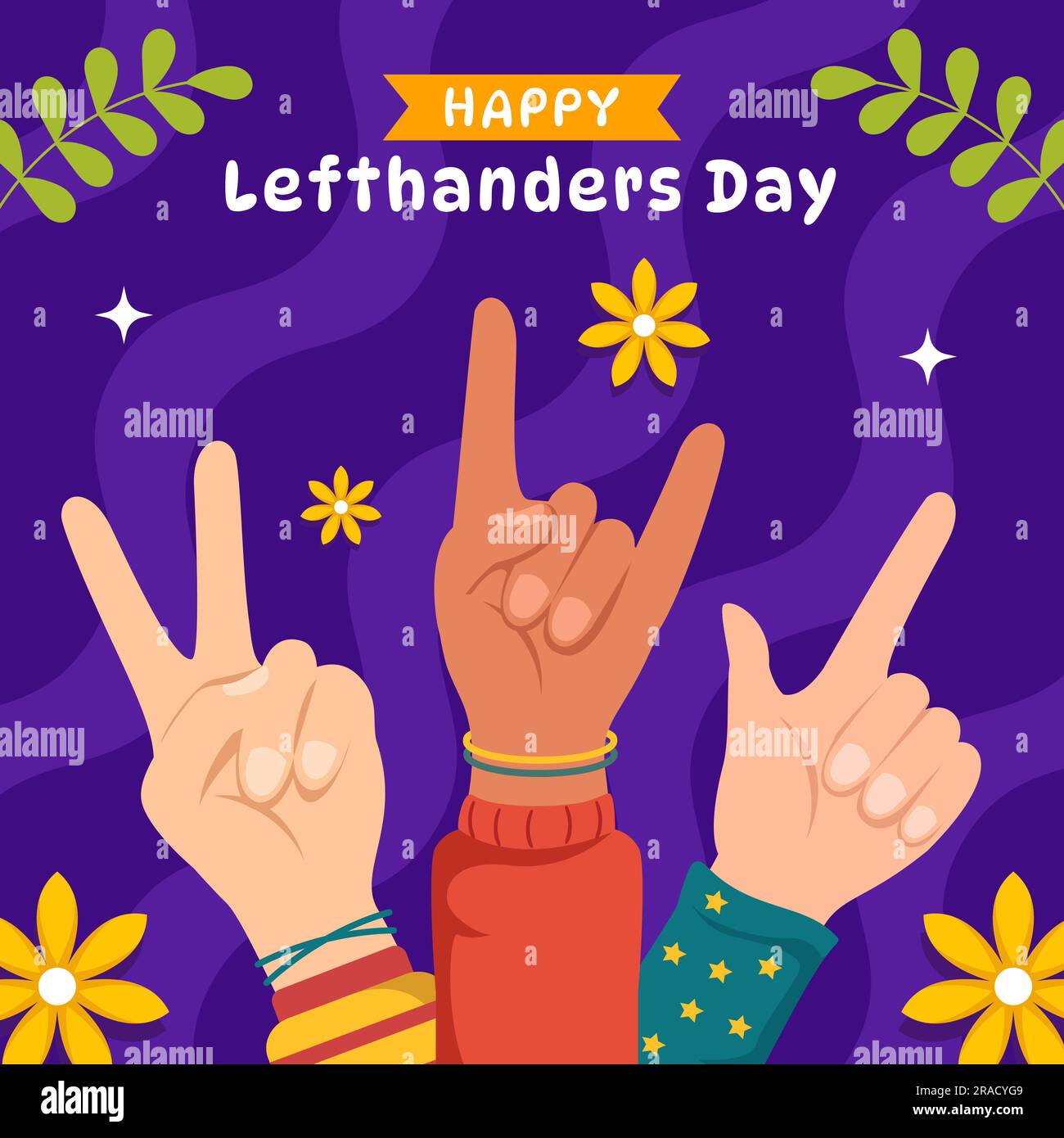 Happy Left Handers Day Social Media Illustration Flat Cartoon Hand ...