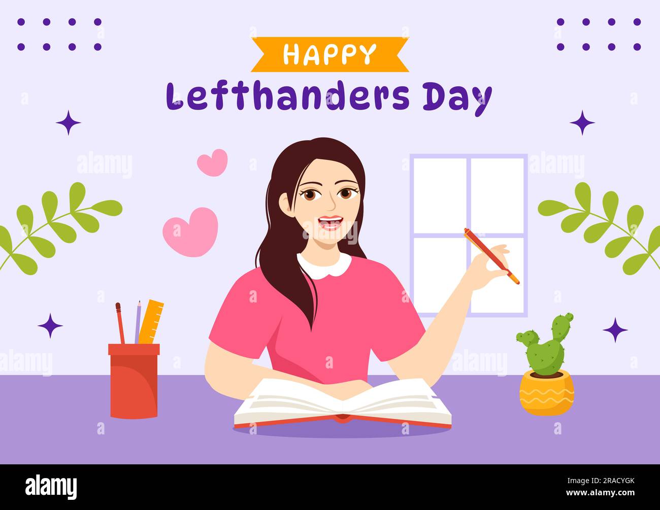 Happy Left Handers Day Social Media Background Flat Cartoon Hand Drawn ...