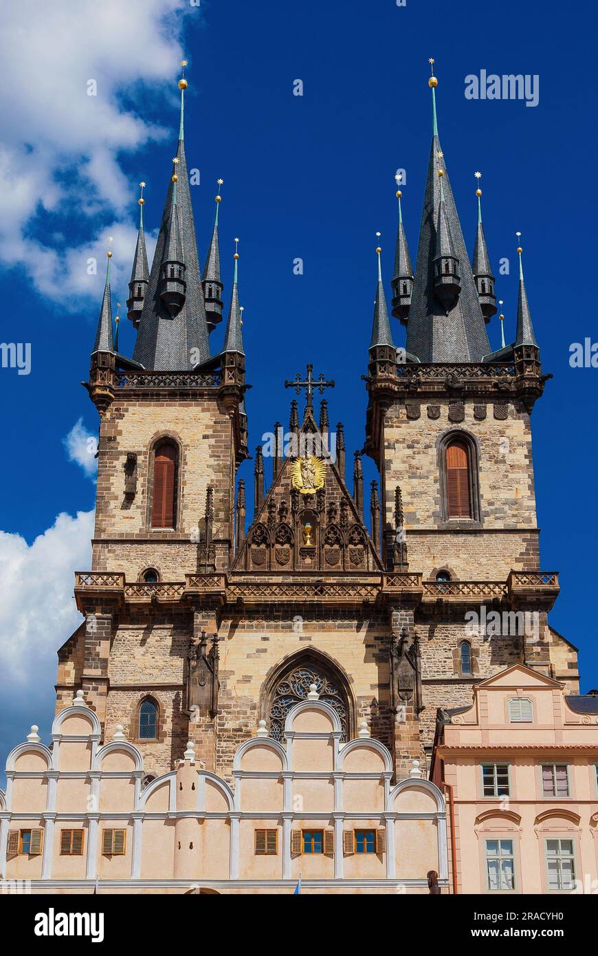 Gothic architecture in Prague. Church of Our Lady before Tyn famous ...