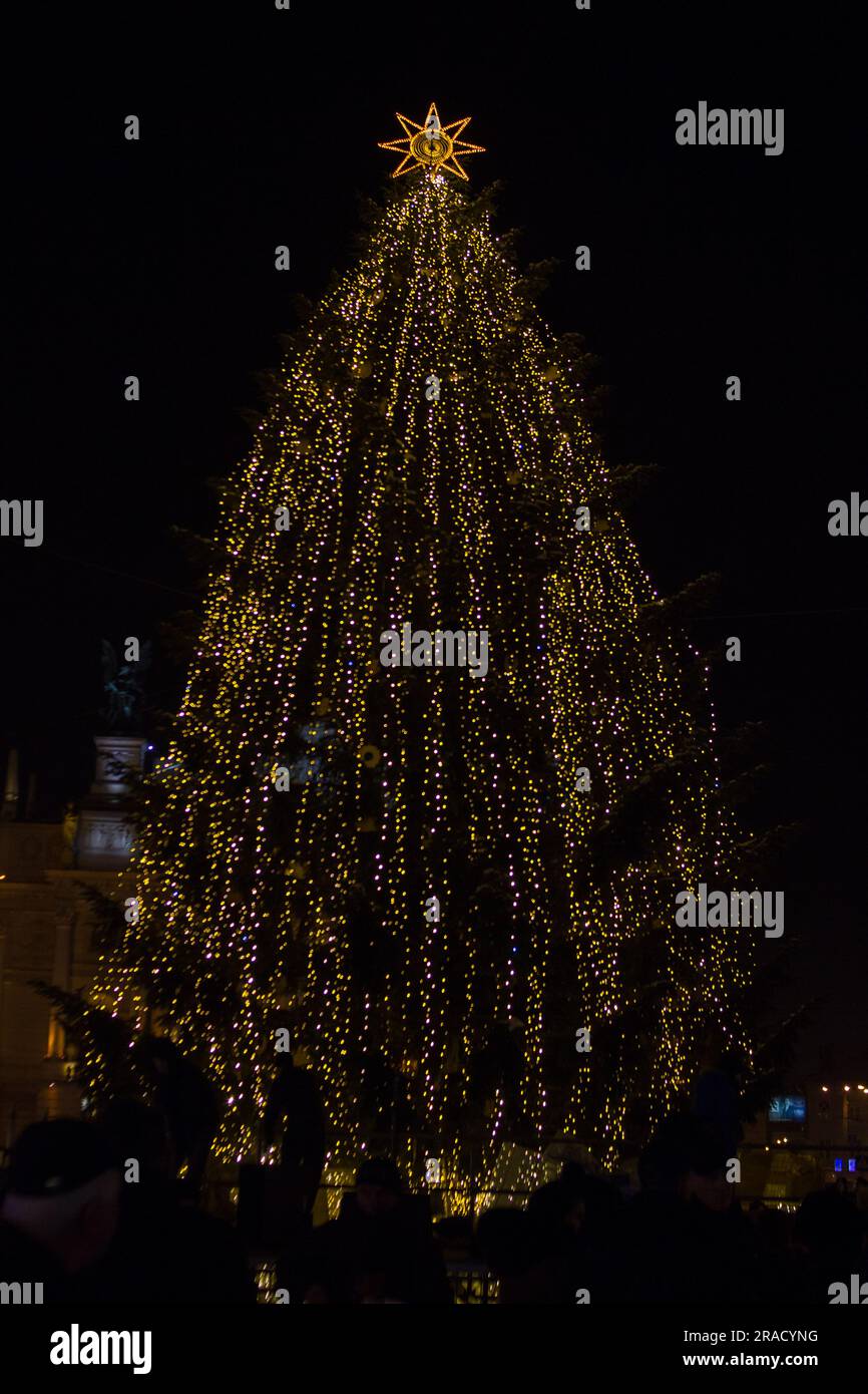 Christmas tree on church tower hi-res stock photography and images - Alamy