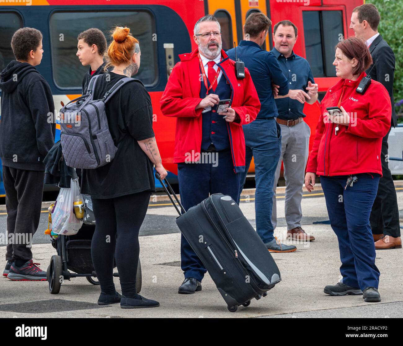 Grantham Train Station, Lincolnshire, UK – LNER Station staff stood on ...