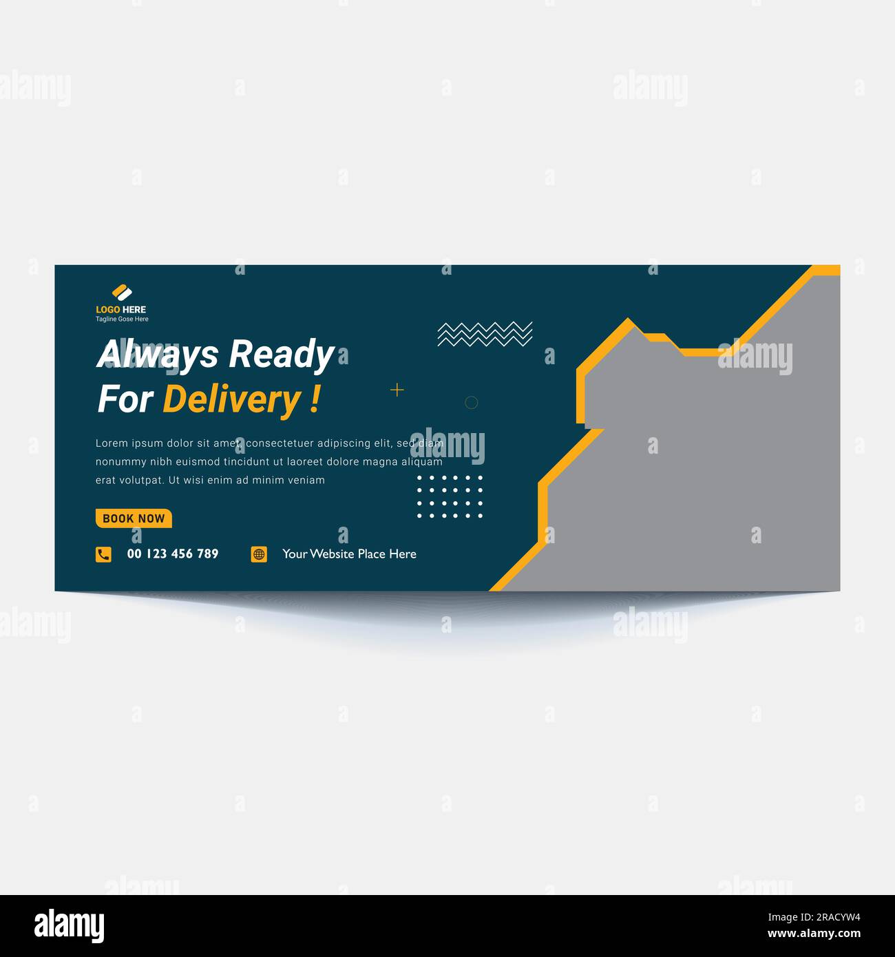 Online Delivery Service Web Banner Template. Courier on Scooter ...