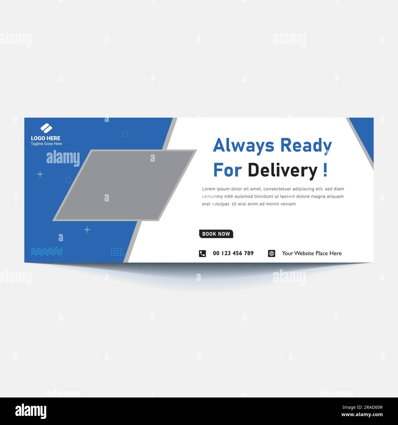 Online Delivery Service Web Banner Template. Courier on Scooter ...