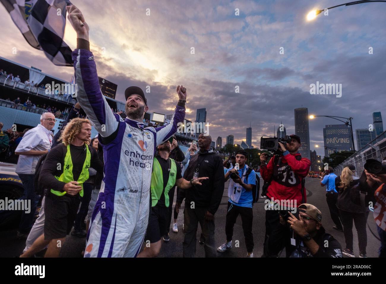 Chicago, USA. 2nd July, 2023. Shane van Gisbergen reacts after winning ...