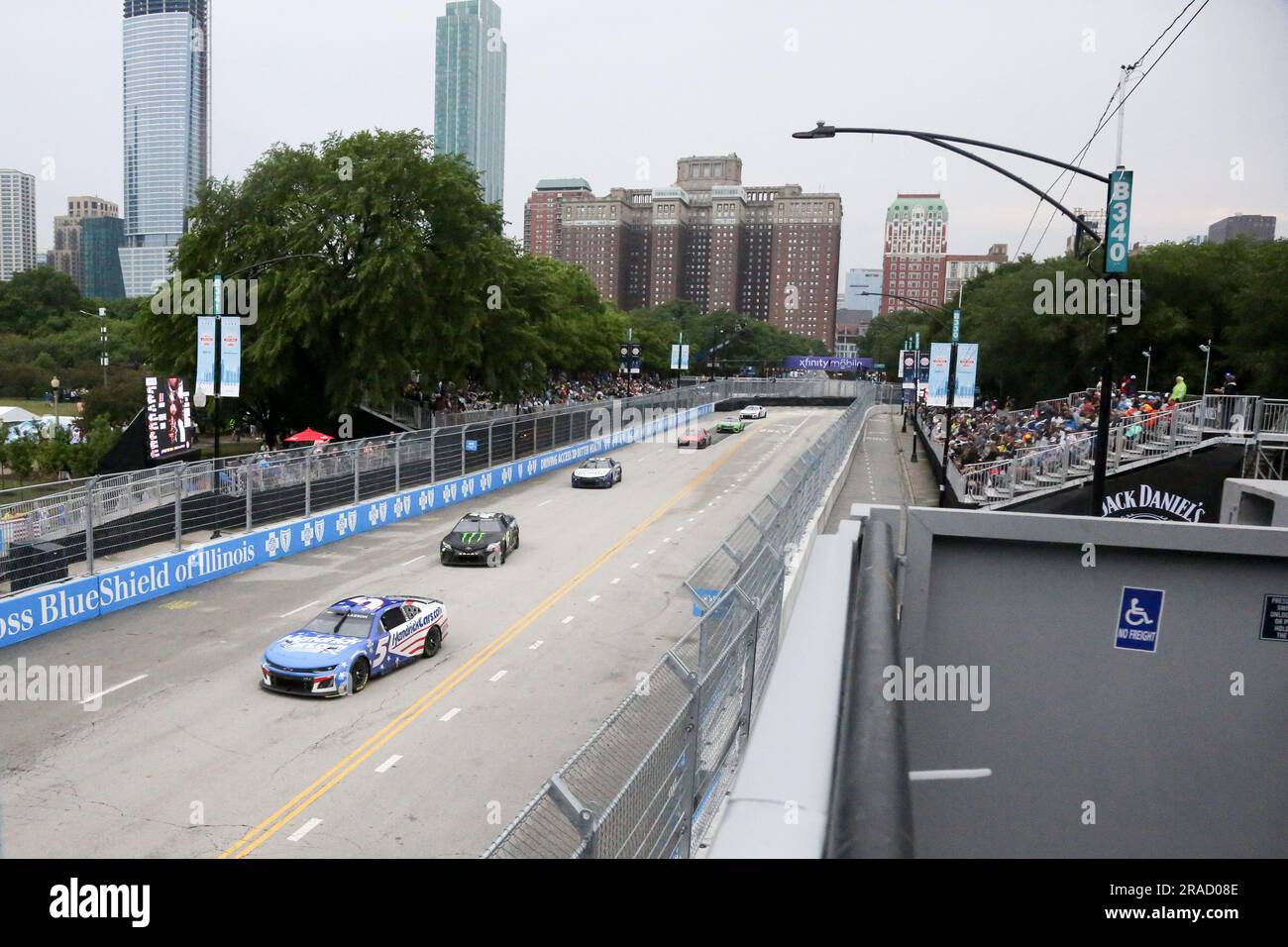 The race cars do laps on the course of the NASCAR Cup Series Chicago ...