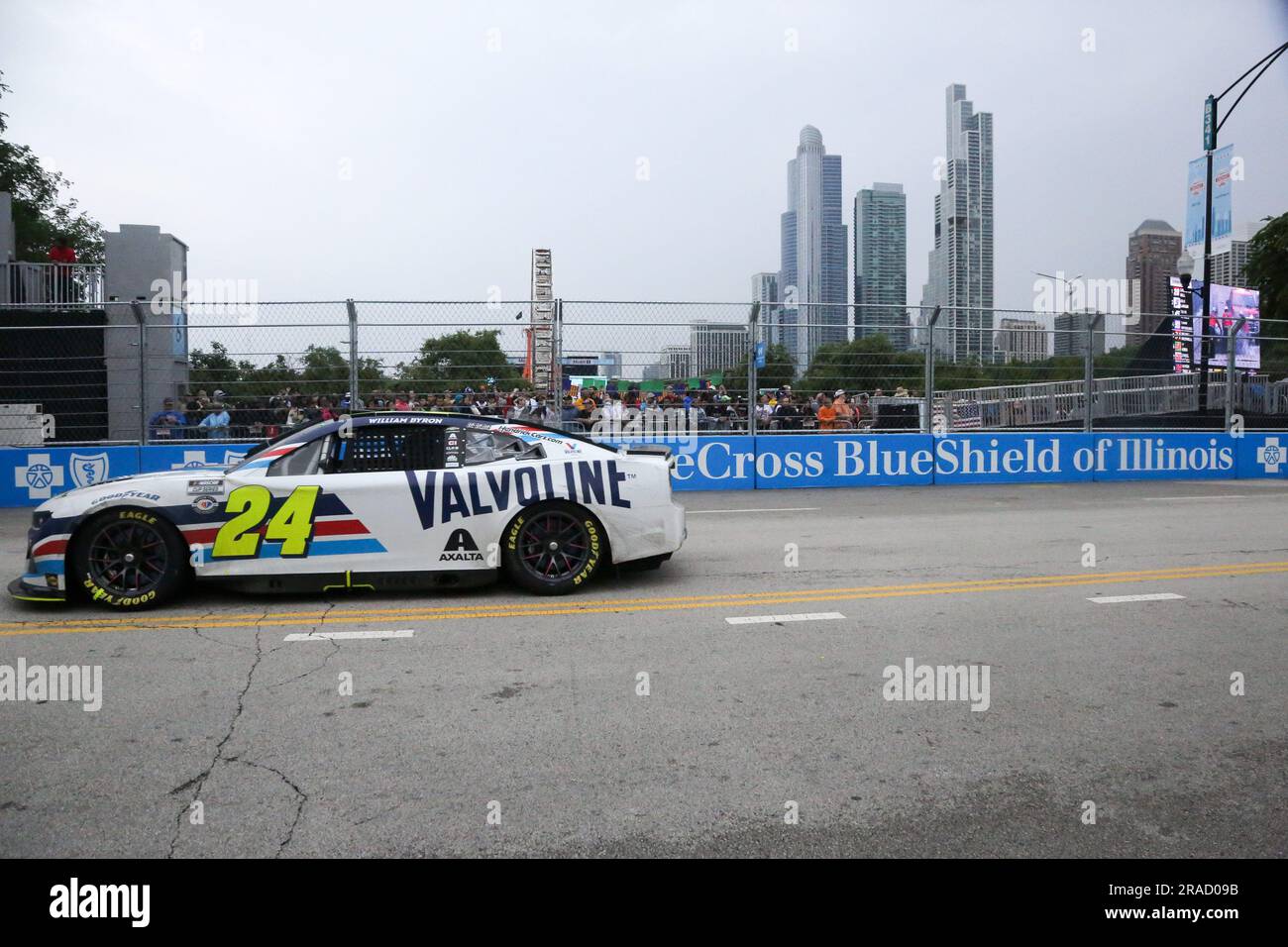 The race cars do laps on the course of the NASCAR Cup Series Chicago ...