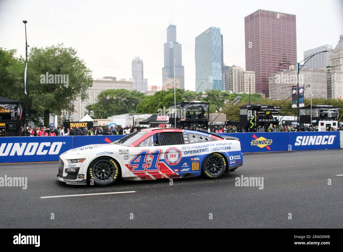 The race cars do laps on the course of the NASCAR Cup Series Chicago ...