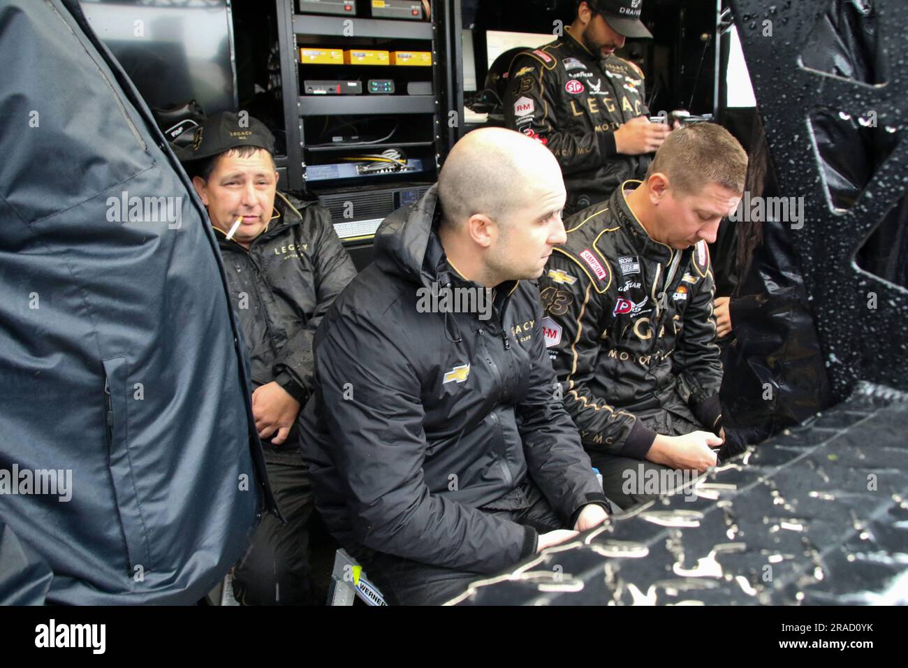 The pit crew wait while the start of the NASCAR Cup Series Chicago ...