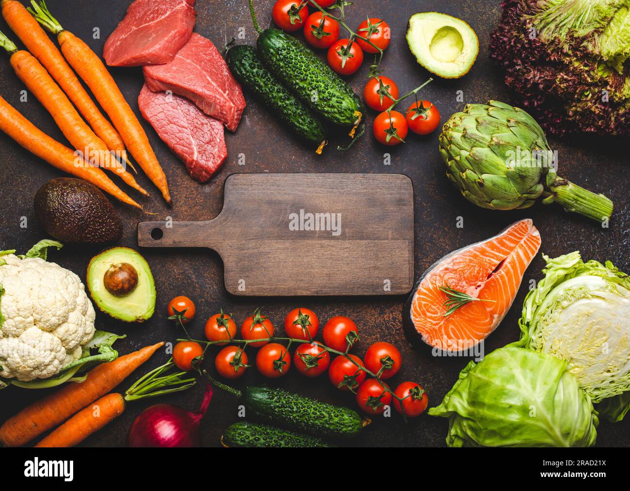 Overhead photo of various foods hi-res stock photography and images - Alamy