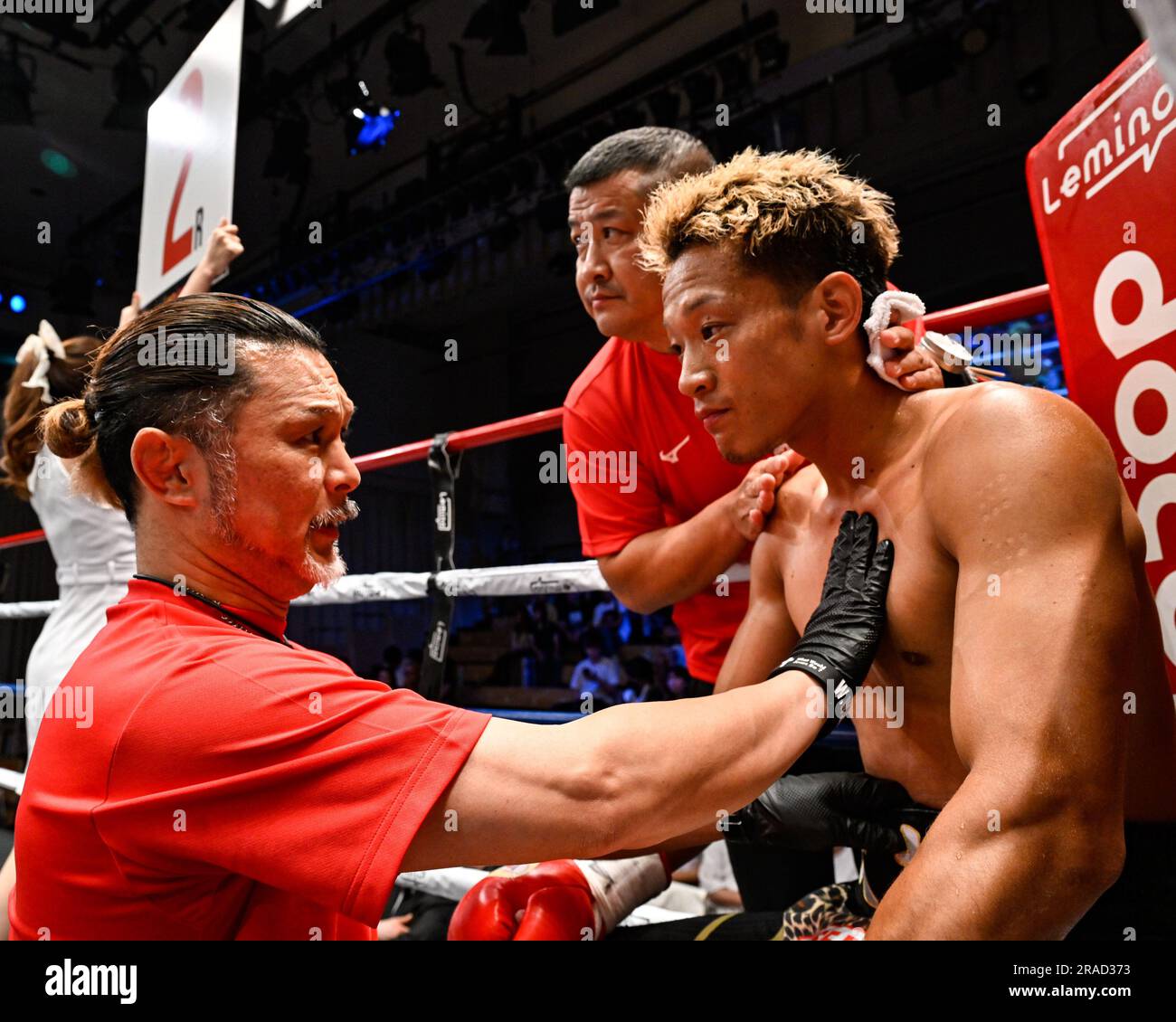 Tokyo, Japan. 29th June, 2023. Japan's Kazuki Nakajima, right, listens ...