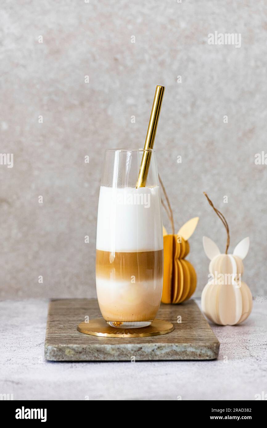 Latte with Easter egg cream filling foam Stock Photo - Alamy