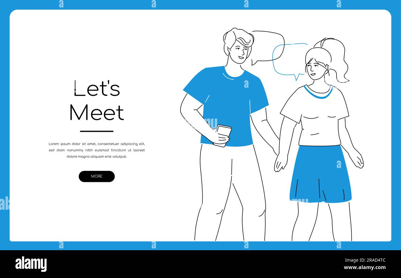 Lets meet - modern line design style isometric illustration Stock ...