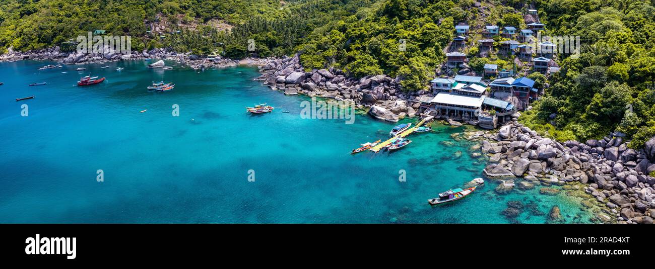 Aerial view of Ao Hin Wong beach in koh Tao, Thailand Stock Photo - Alamy