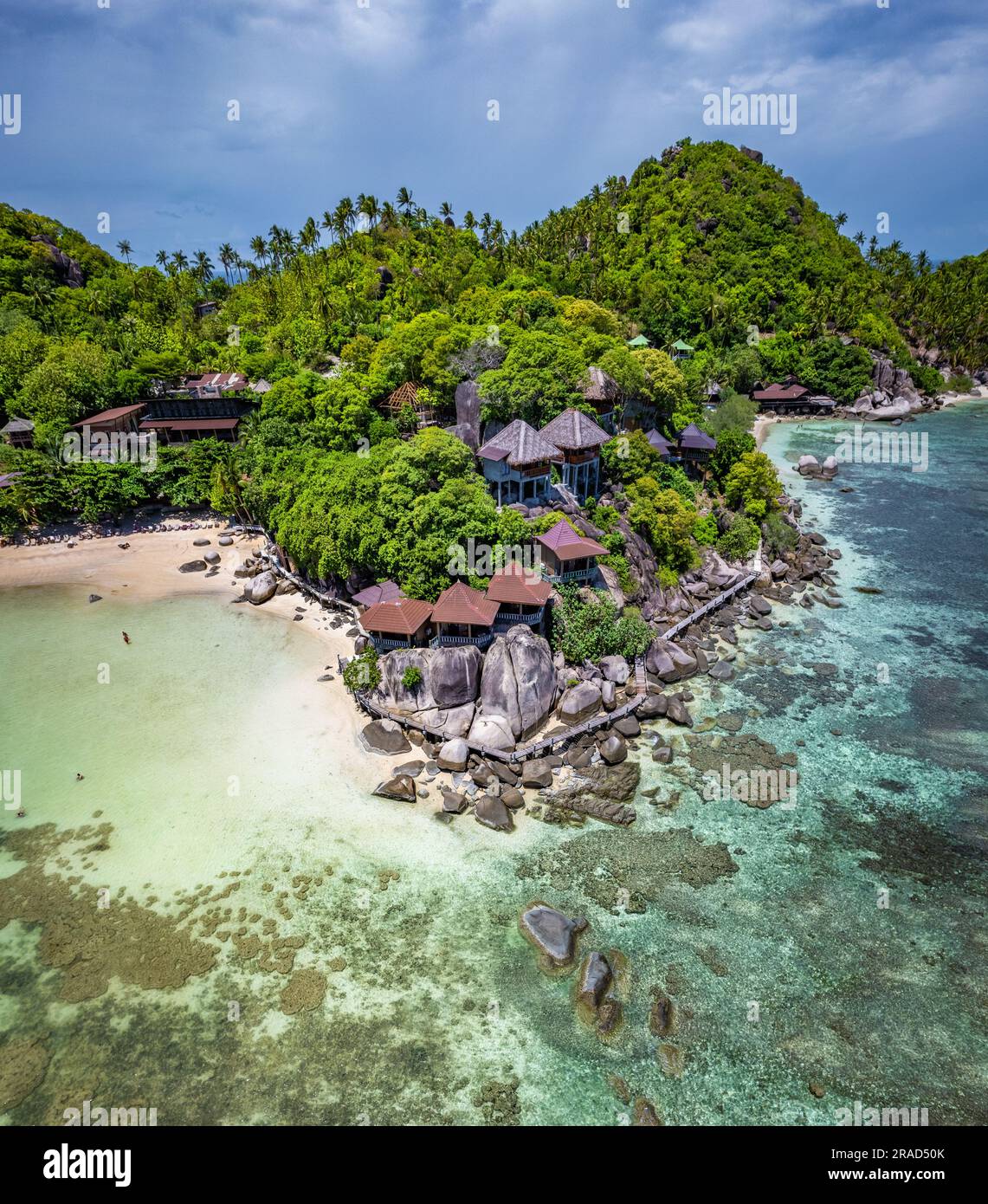 Aerial view of Freedom Beach and Taa Toh Lagoon Beach in koh Tao ...