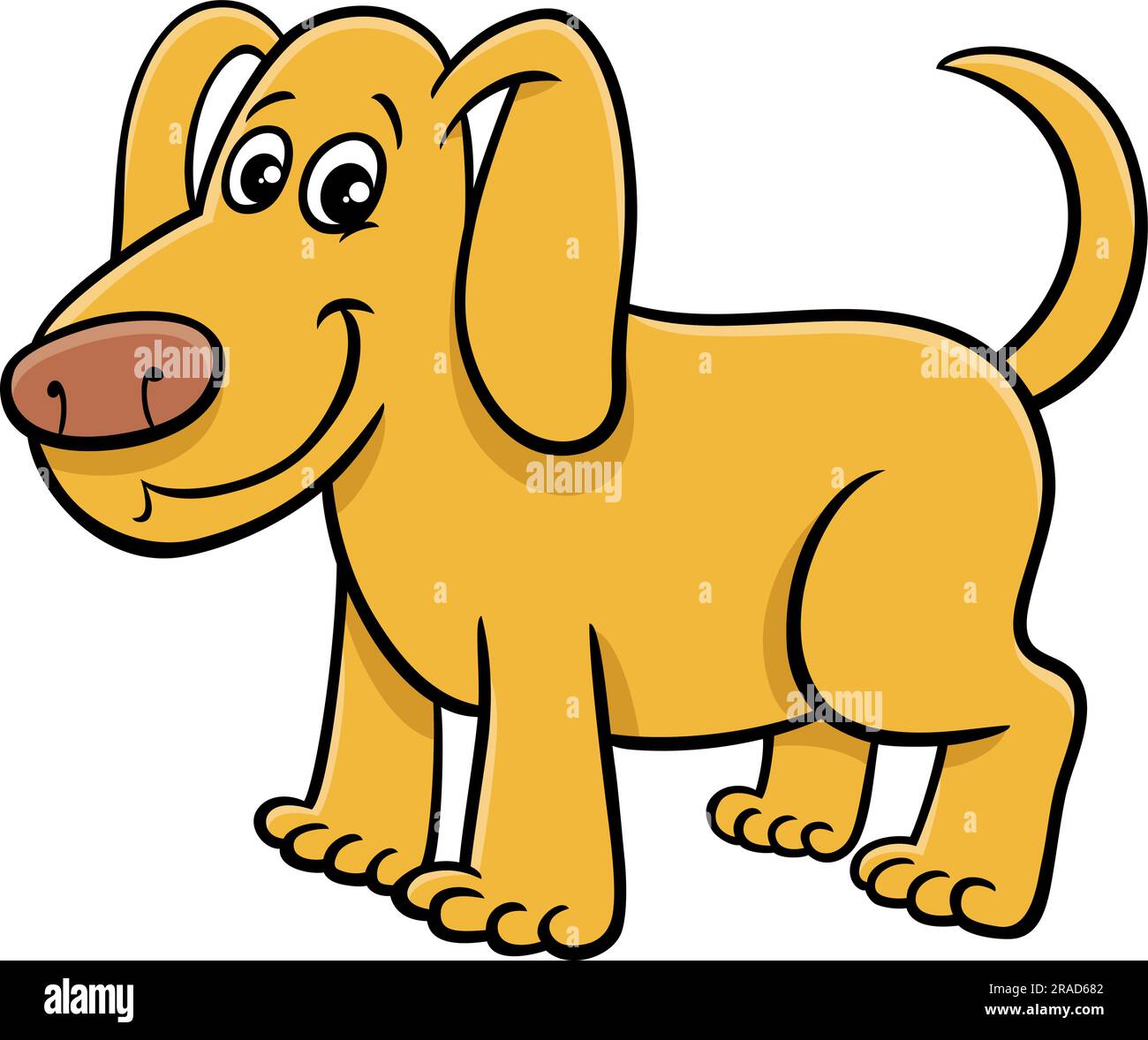 Cartoon illustration of funny yellow dog comic animal character hi-res ...
