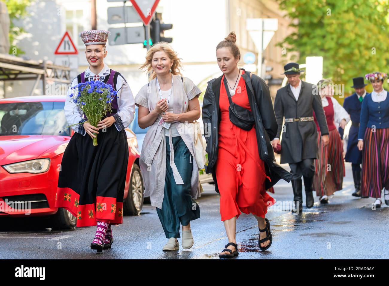 RIGA, LATVIA. 2nd July 2023. Parade of festival participants. XXVII ...
