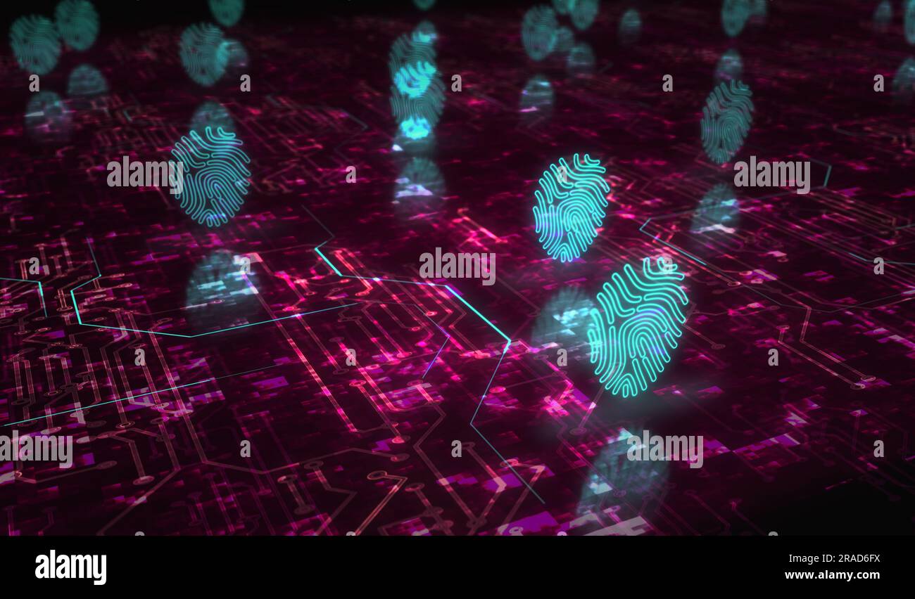 Fingerprint cyber biometric id security and identity and privacy symbol ...