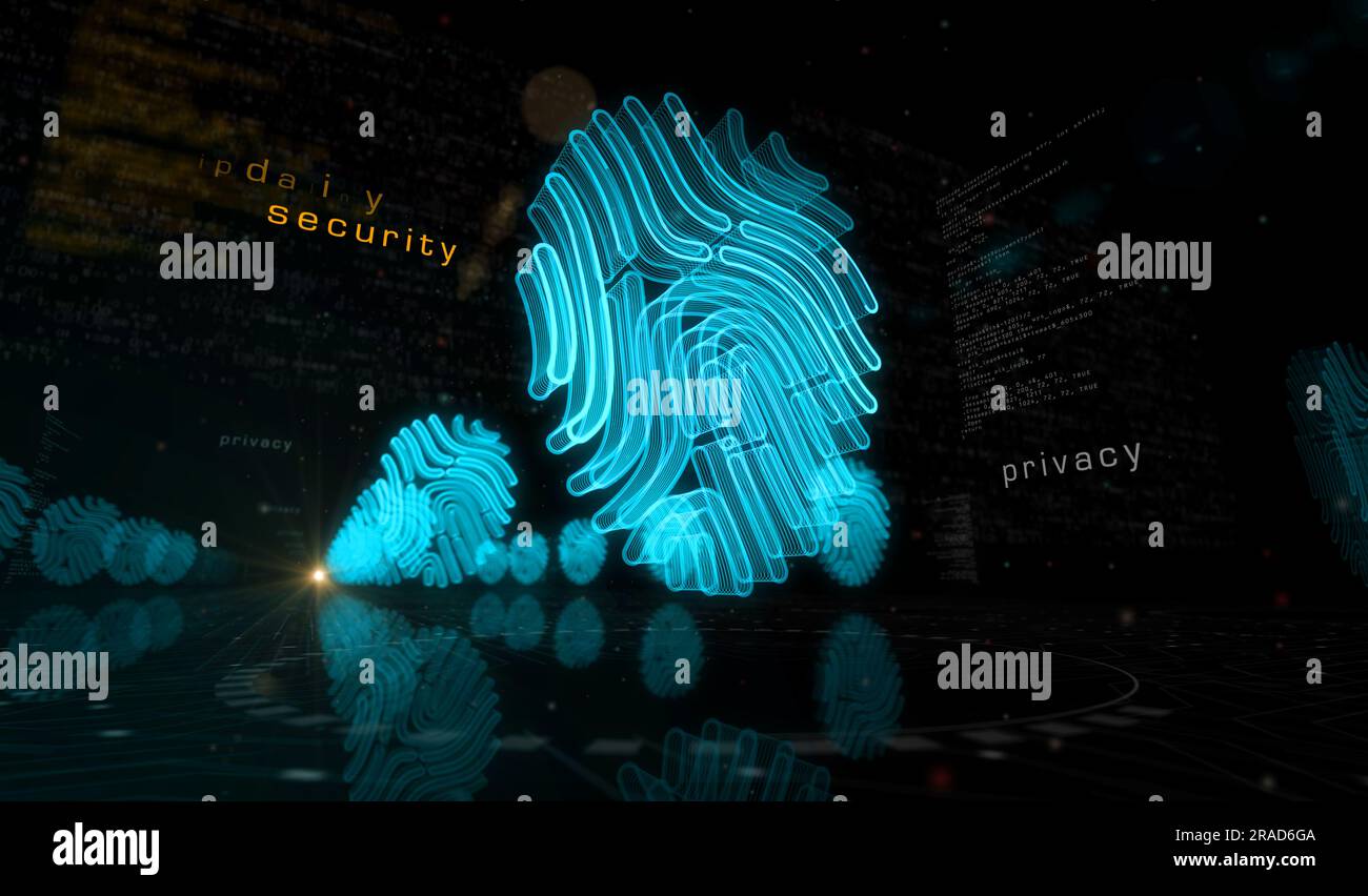 Fingerprint cyber biometric id security and identity and privacy symbol ...