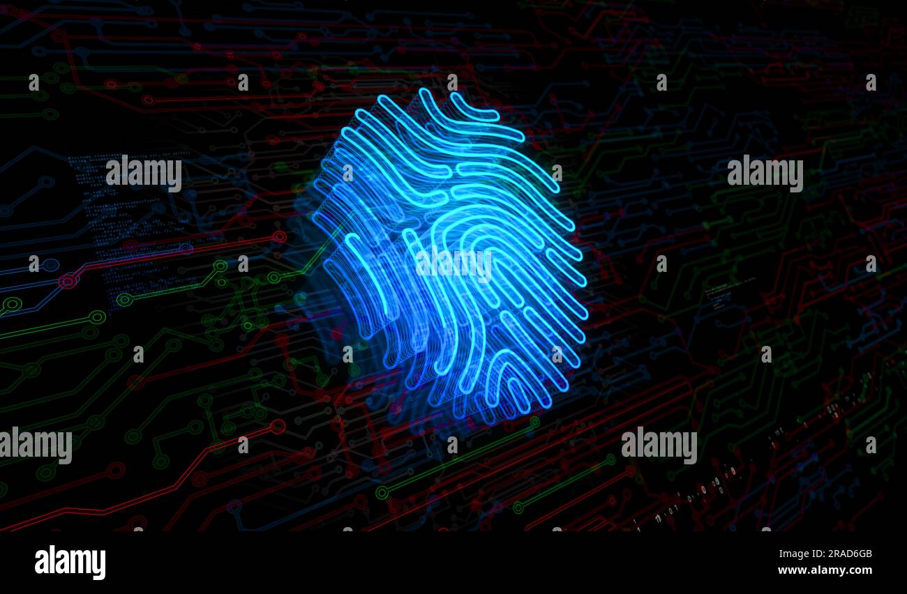 Fingerprint Cyber Biometric Id Security And Identity And Privacy Symbol Digital Concept Network