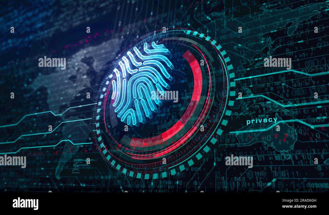 Fingerprint cyber biometric id security and identity and privacy symbol ...