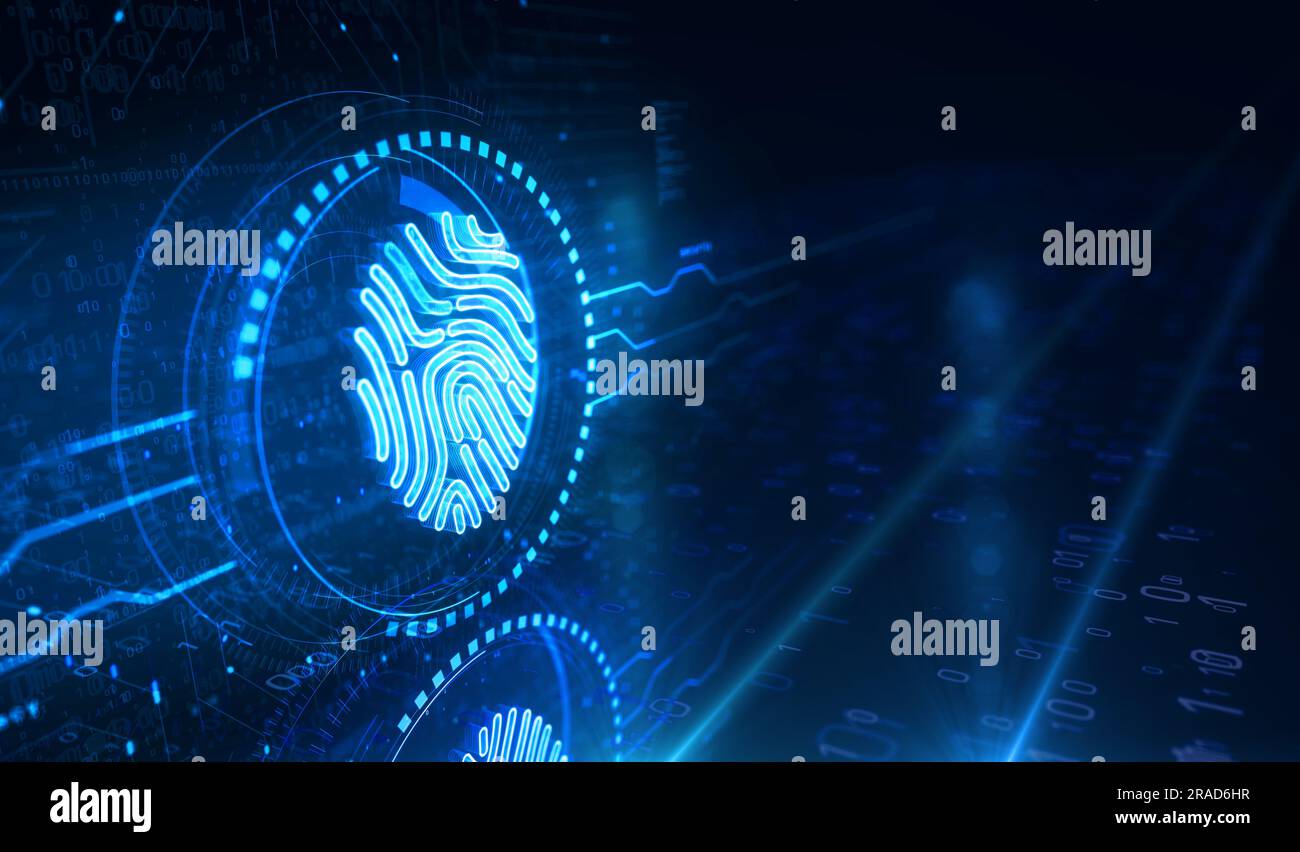 Fingerprint cyber biometric id security and identity and privacy symbol ...