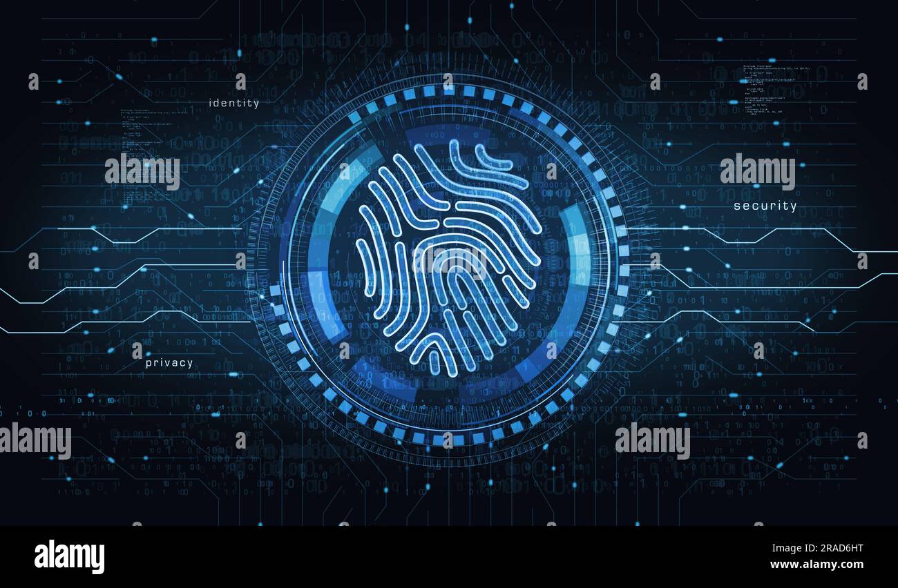 Fingerprint cyber biometric id security and identity and privacy symbol ...