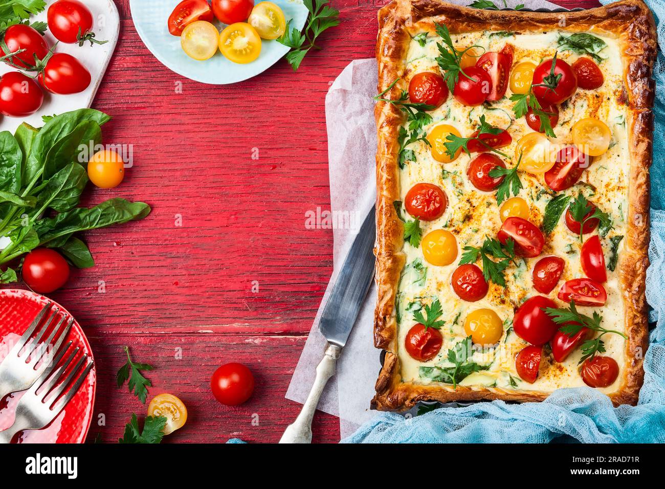 Deliciously simple tomato tart made with puff pastry, red and yellow ...