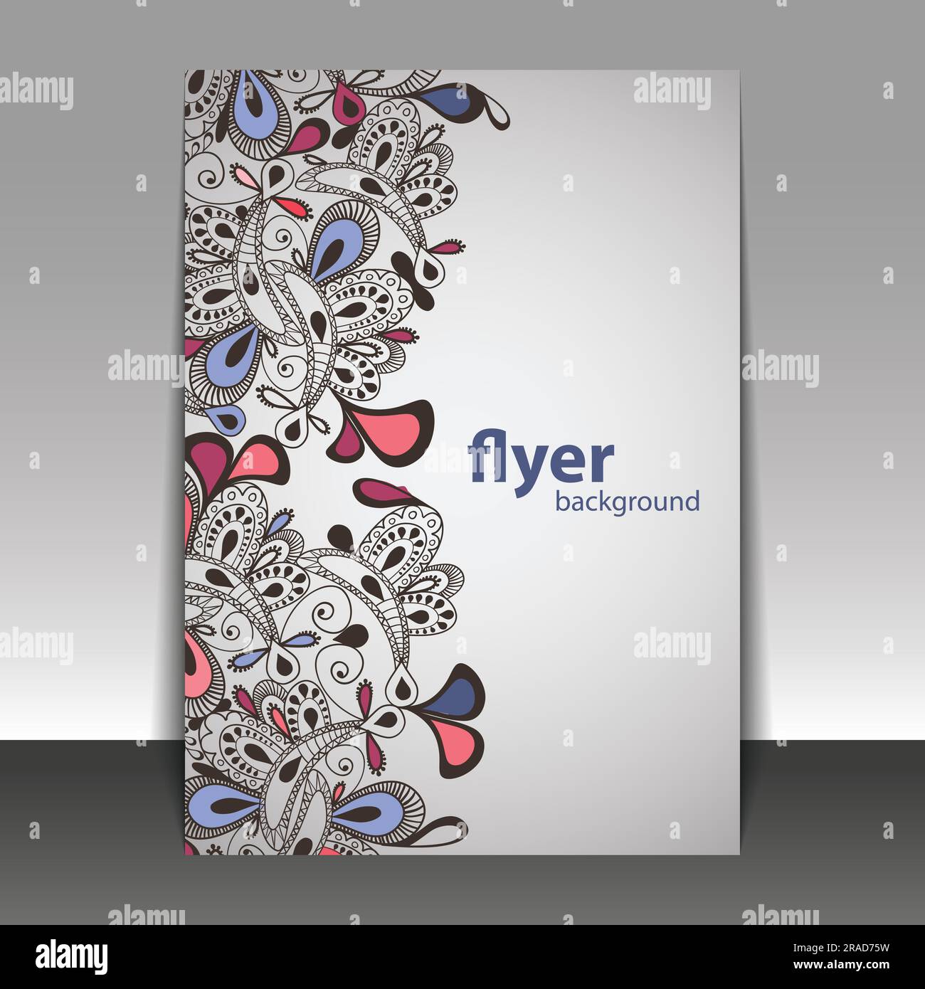 Hand Drawn Floral Pattern - Flyer or Cover Design Template Stock Vector ...