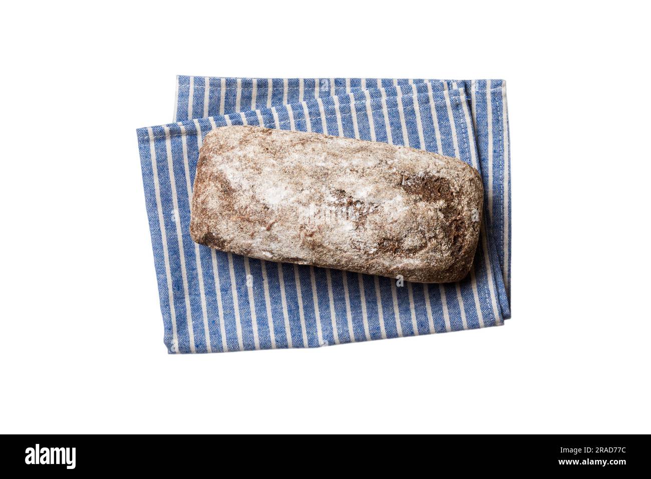 Freshly baked delicious french bread with napkin isolated on white ...