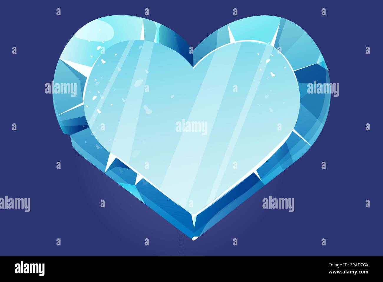 Ice heart, frozen gemstone, crystal in cartoon style isolated. Game ...
