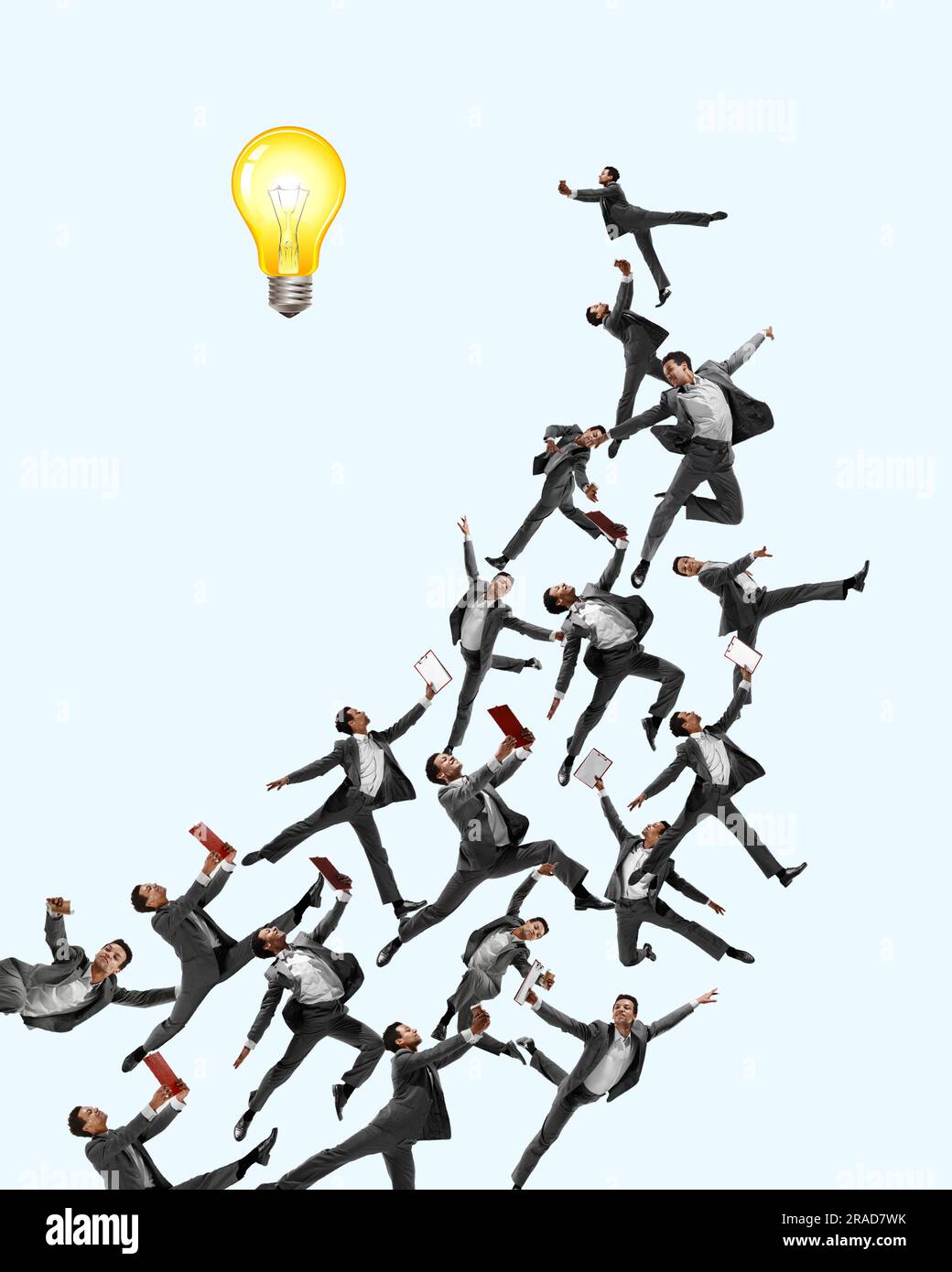 Creative conceptual collage. Motivated and ambitious employee, office ...