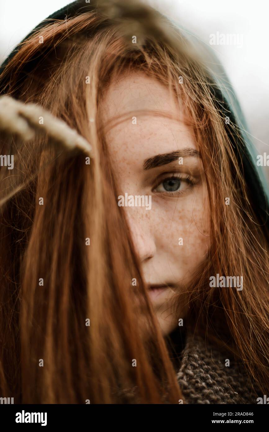 Close-up portrait of teenage girl with red hair Stock Photo - Alamy