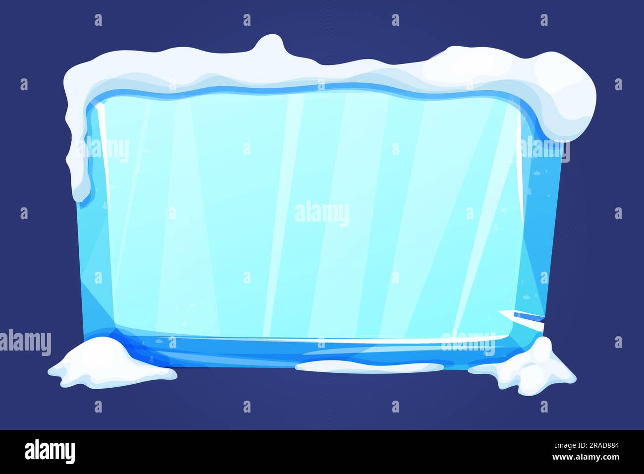 Ice button, frozen frame with snow, level menu in cartoon style ...