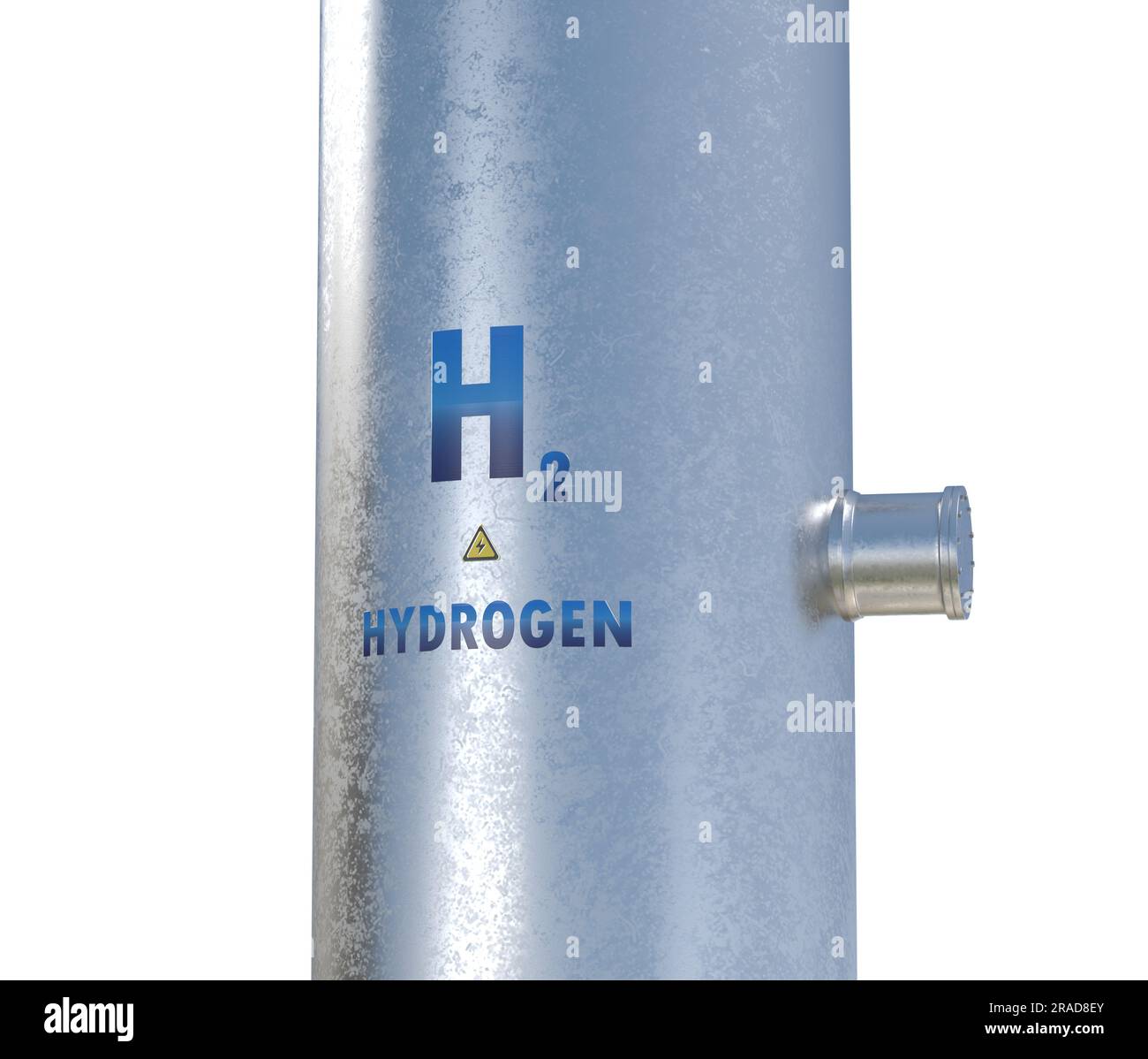 3d rendering metal hydrogen pipeline with joint isolated on white Stock ...