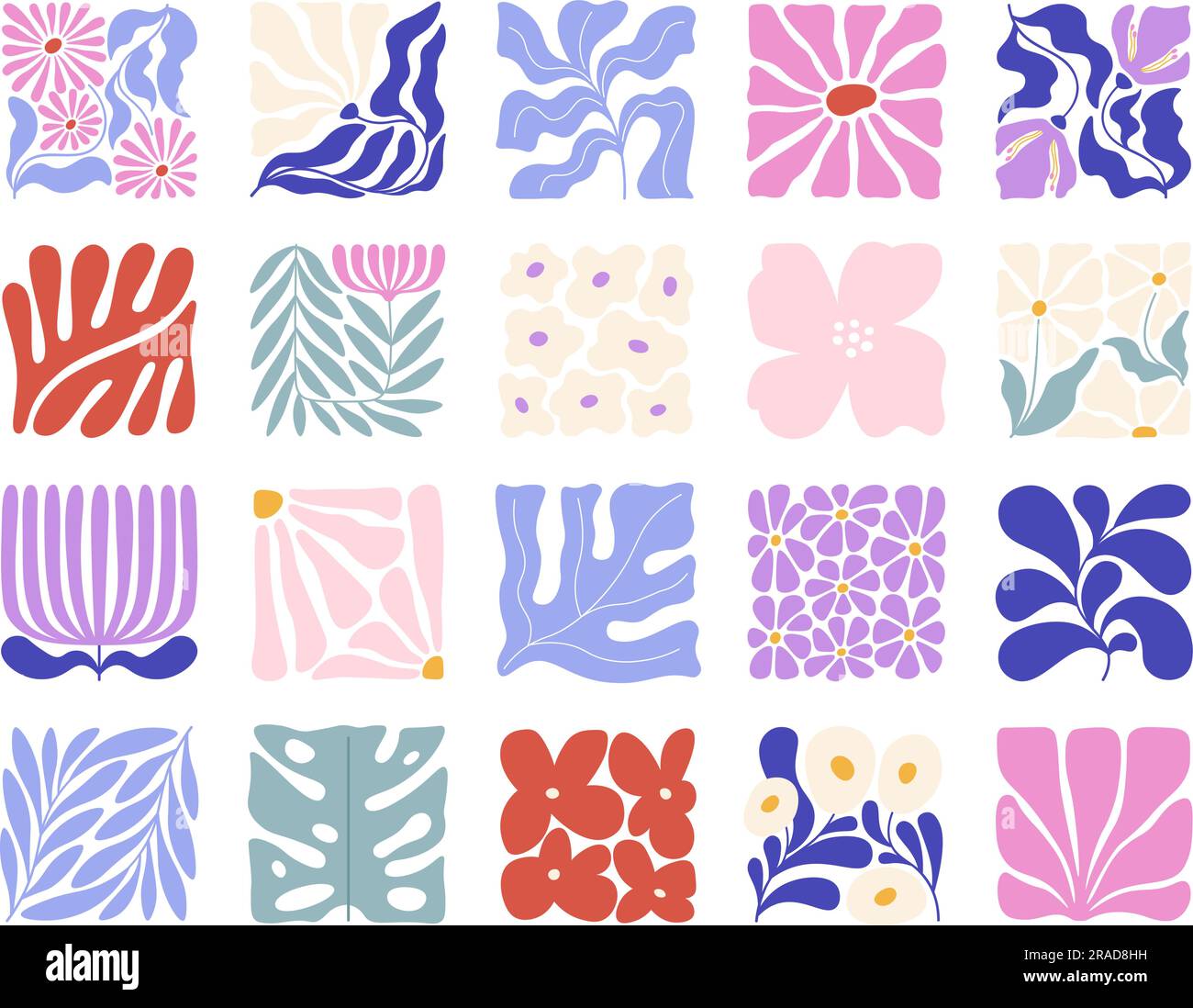 Decorative doodle floral modern elements. Flower contemporary tiles ...