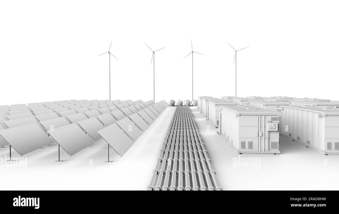 3d rendering amount of energy storage systems or battery container ...