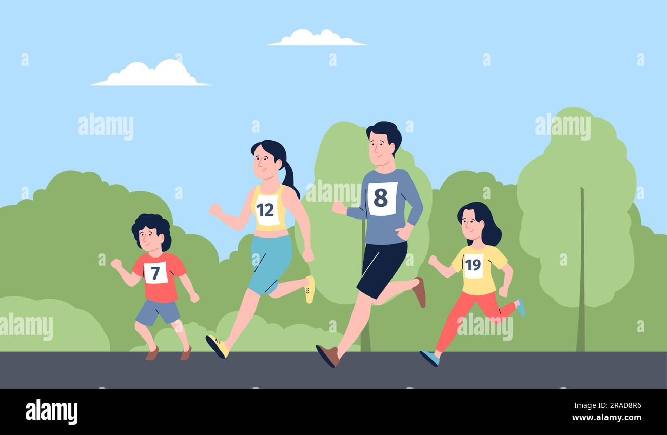 Marathon motion family Stock Vector Images - Alamy