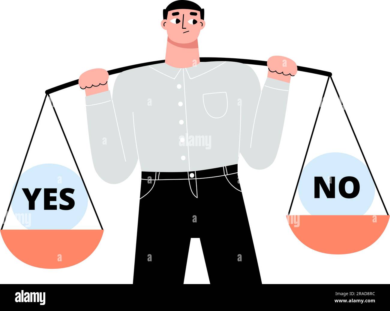 Difficulties of choice, yes or no concept. Man thinking, businessman or ...