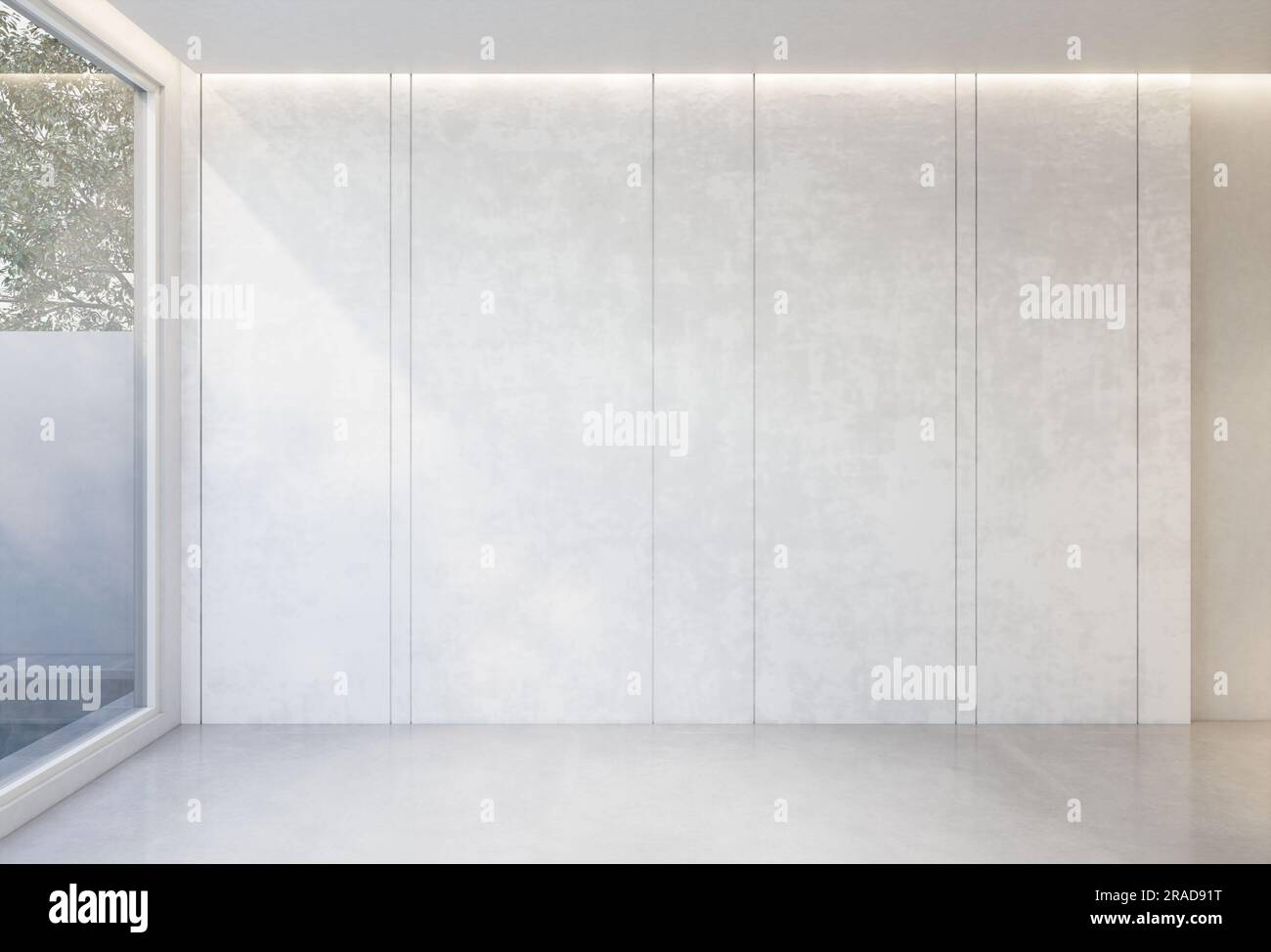 minimal interior of the empty room with a white base tone. 3D ...