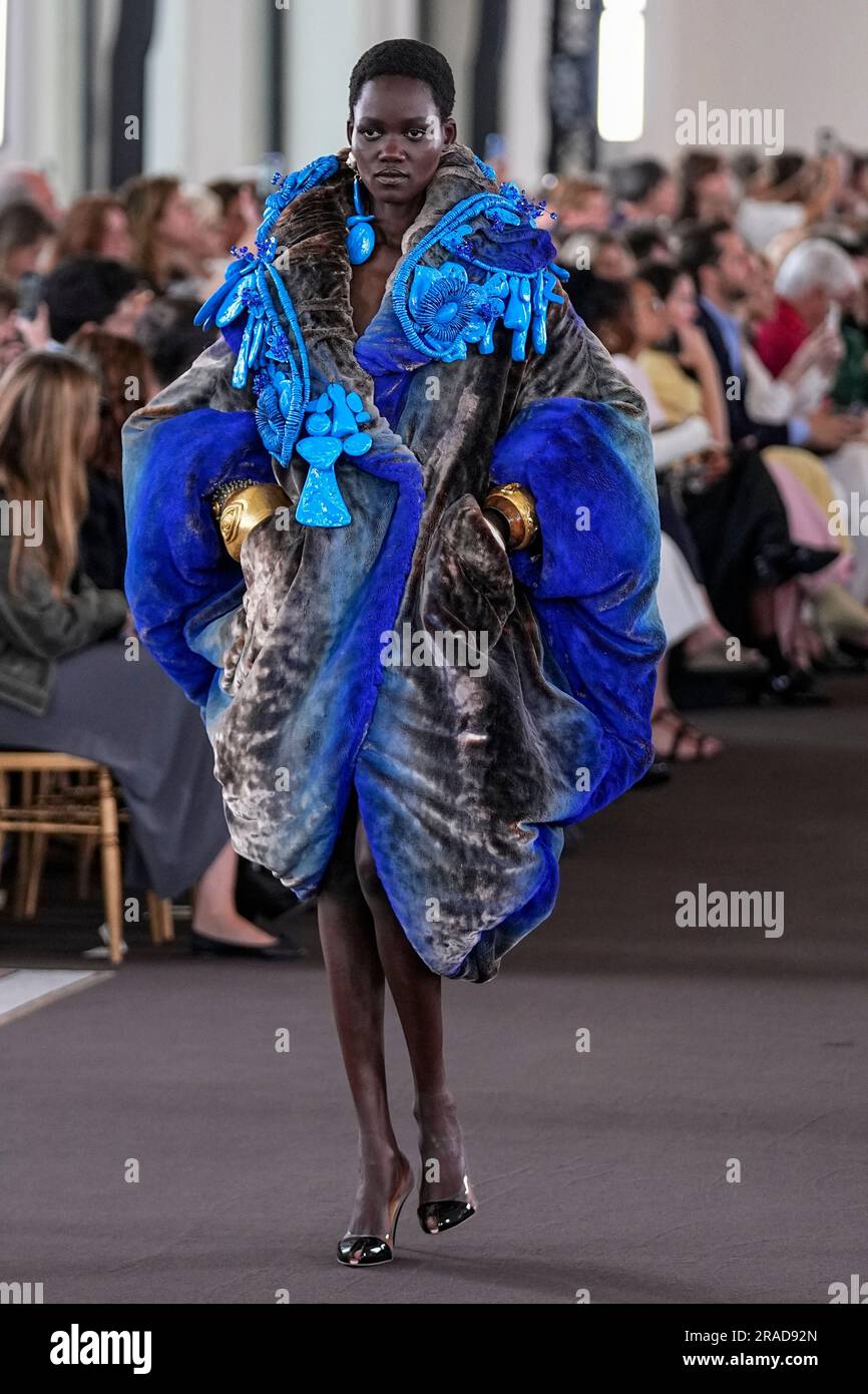 A model wears a creation for the Schiaparelli Haute Couture Fall/Winter ...
