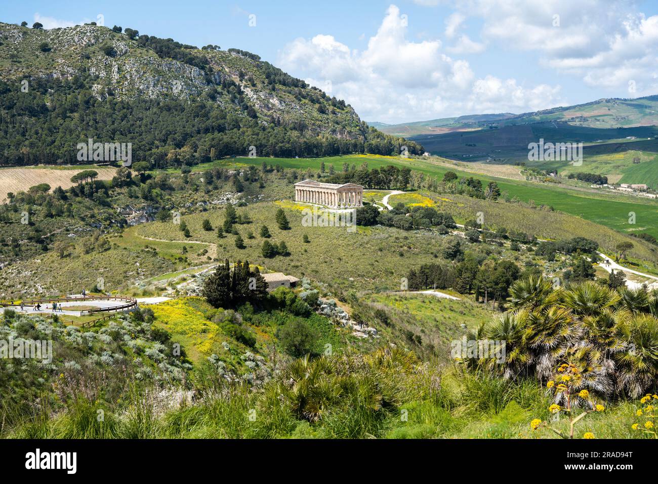 The ancient temple of Segeste in Sicily, Italy stands with its ...
