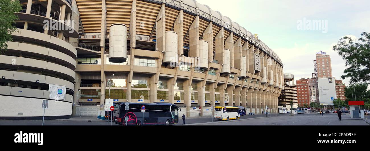 View panoramic of the facade of the Santiago Bernabeu stadium Stock ...
