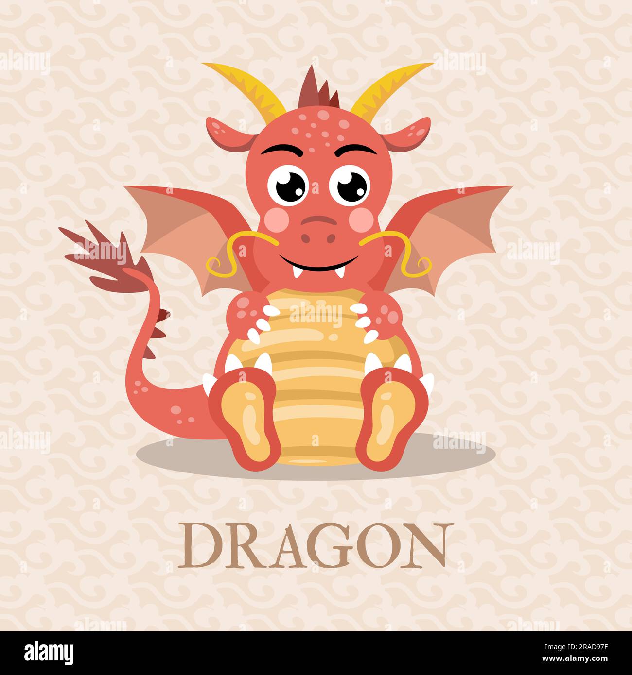 Funny cute dragon with word Stock Photo - Alamy