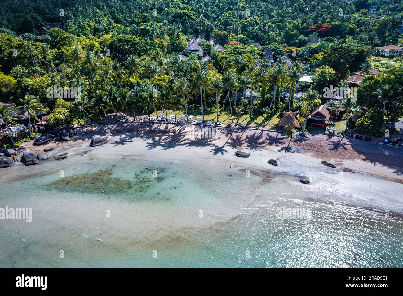 Aerial view of Sairee Beach or Sai Ri Beach in koh Tao, Thailand Stock ...