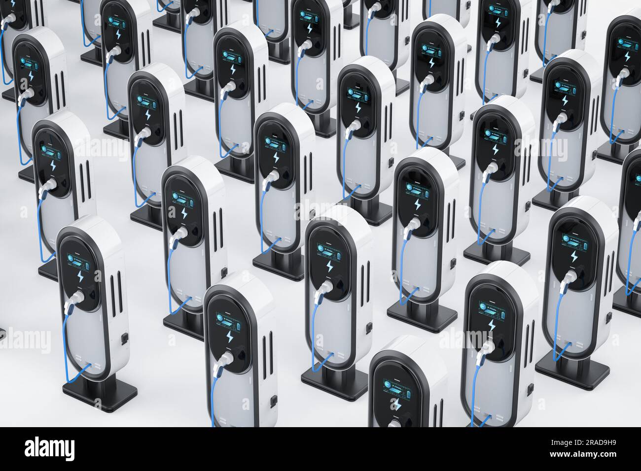 3d rendering group of EV charging stations or electric vehicle ...