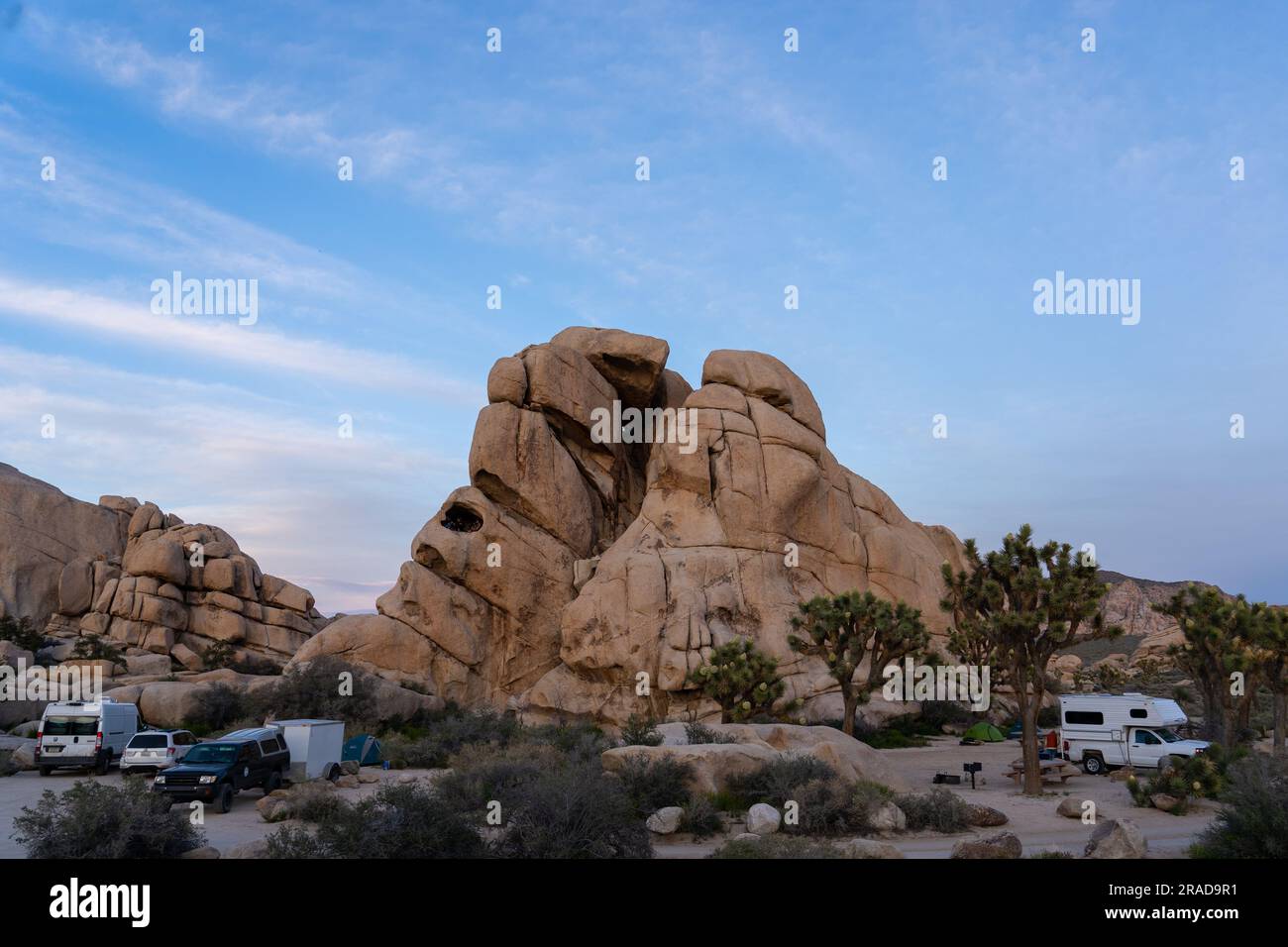 Hidden Valley Campsite in Joshua Tree National Park at Sunset Stock ...