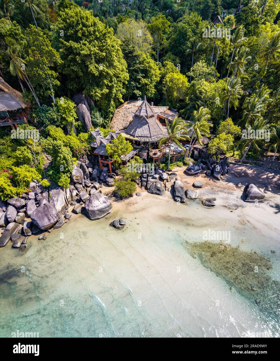 Aerial view of Sairee Beach or Sai Ri Beach in koh Tao, Thailand Stock ...