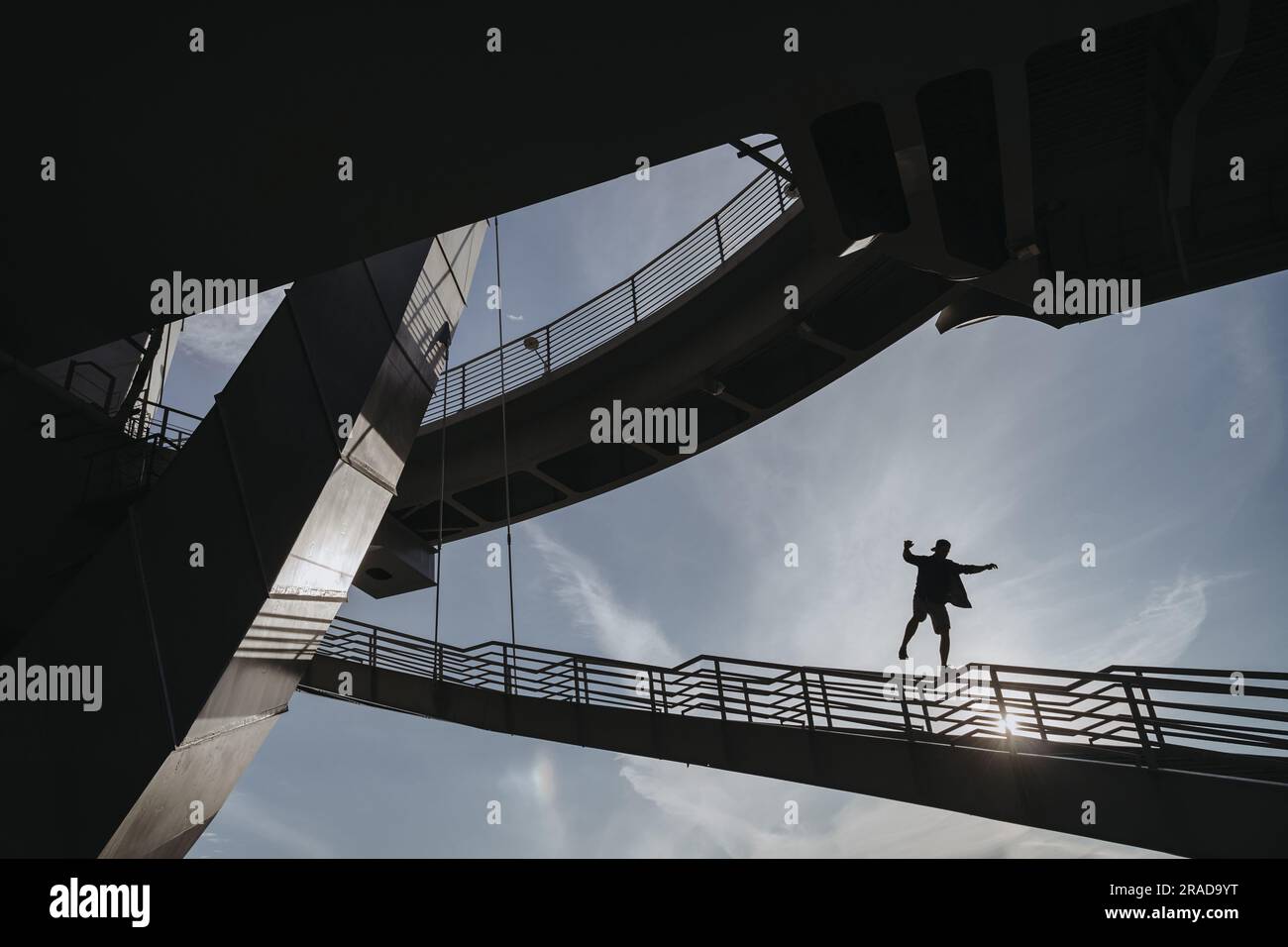 Parkour athlete risk his own live performs a deadly stunt. Freerunning ...