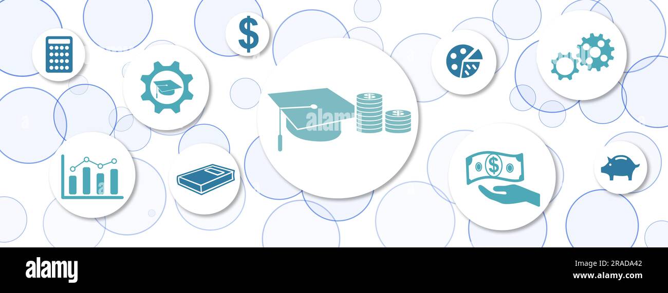 Concept of fafsa with icons on circles Stock Photo - Alamy