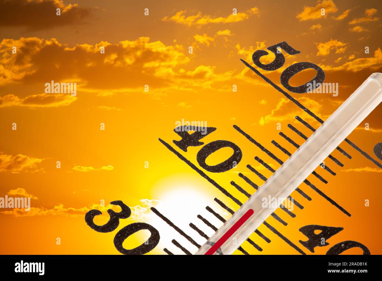 Symbol image heat wave: Thermometer shows temperatures around forty ...